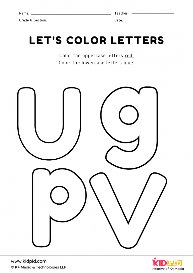 Uppercase and Lowercase Letters Coloring Printable Worksheet - Kidpid