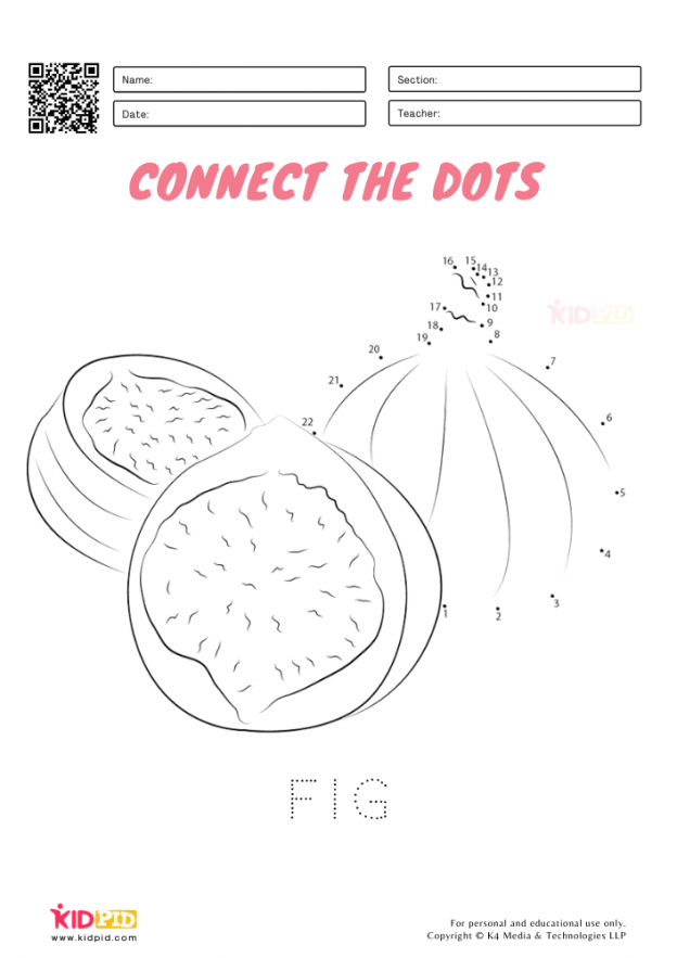 Fruits Connect the Dot Worksheets for Kids - Kidpid