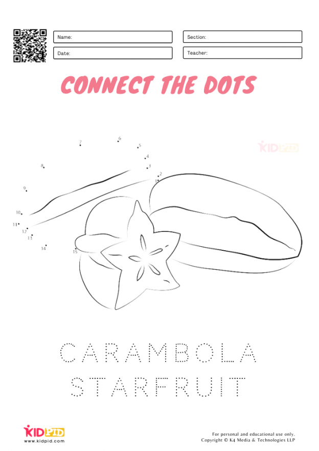 Fruits Connect the Dot Worksheets for Kids - Kidpid