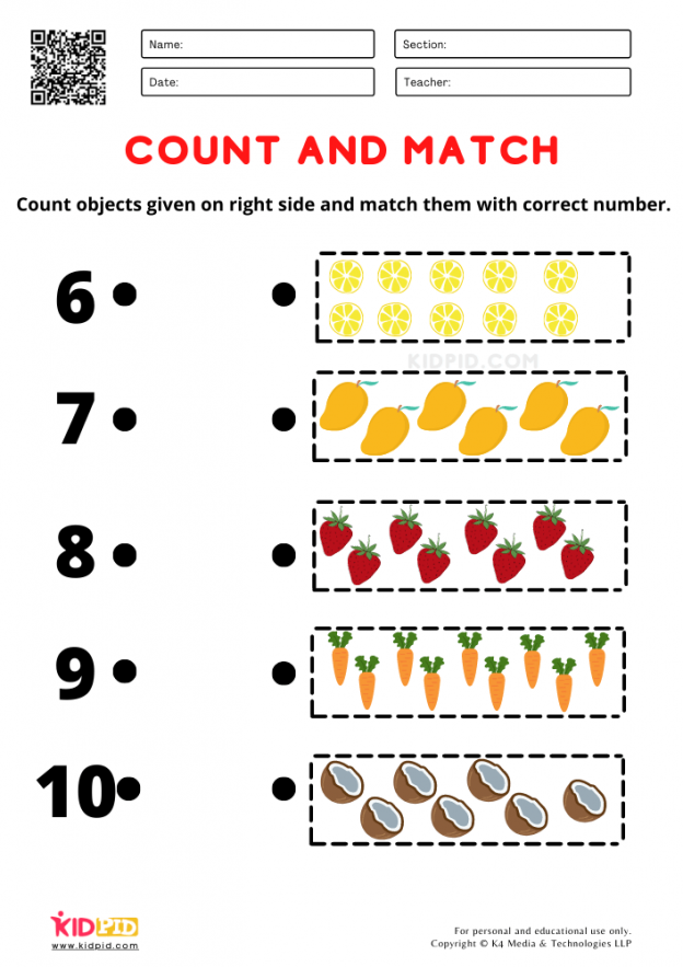 Count And Match Worksheets For Kindergarten Kidpid Count And Match Worksheets For Kindergarten Kidpid