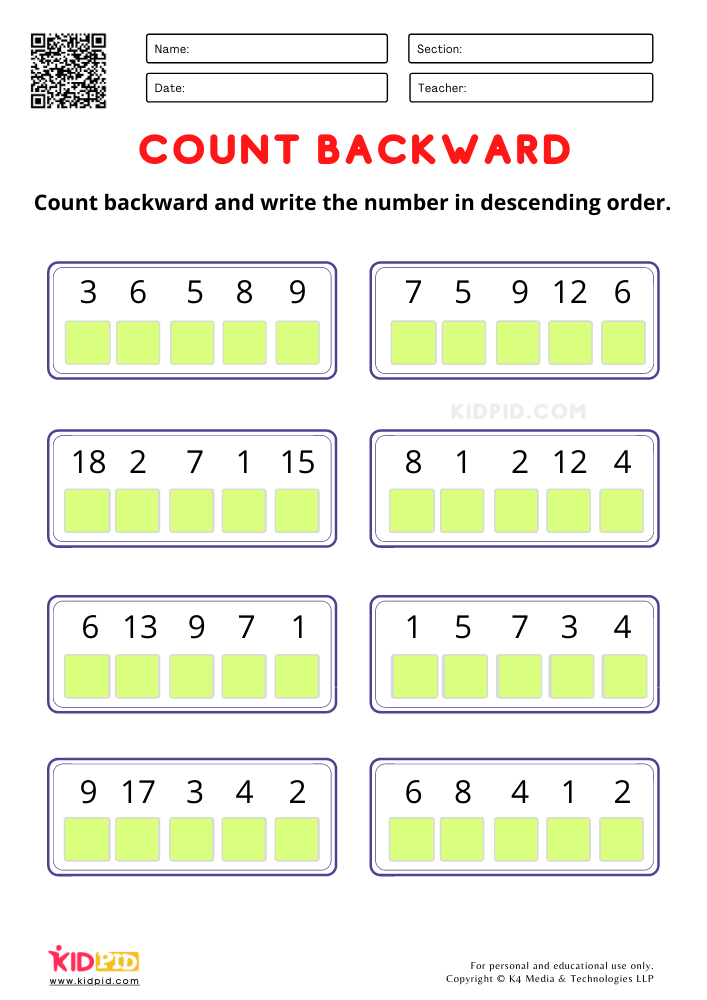 Count Backward And Write The Number Worksheets For Kindergarten Kidpid Count Backward And Write The Number Worksheets For Kindergarten Kidpid