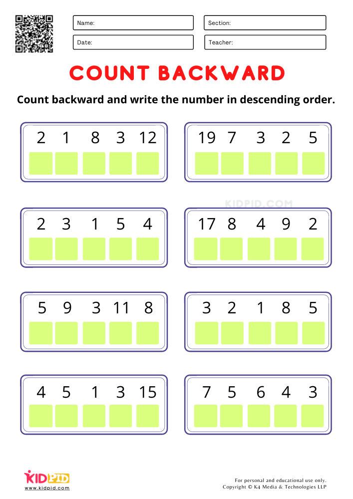 Count Backward And Write The Number Worksheets For Kindergarten Kidpid Count Backward And Write The Number Worksheets For Kindergarten Kidpid