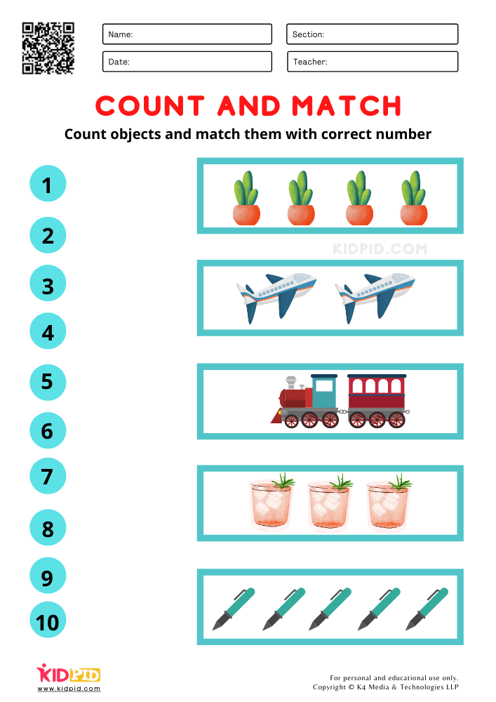 Count And Match Worksheets 1 20 Pdf Kathleen Browns Toddler Worksheets