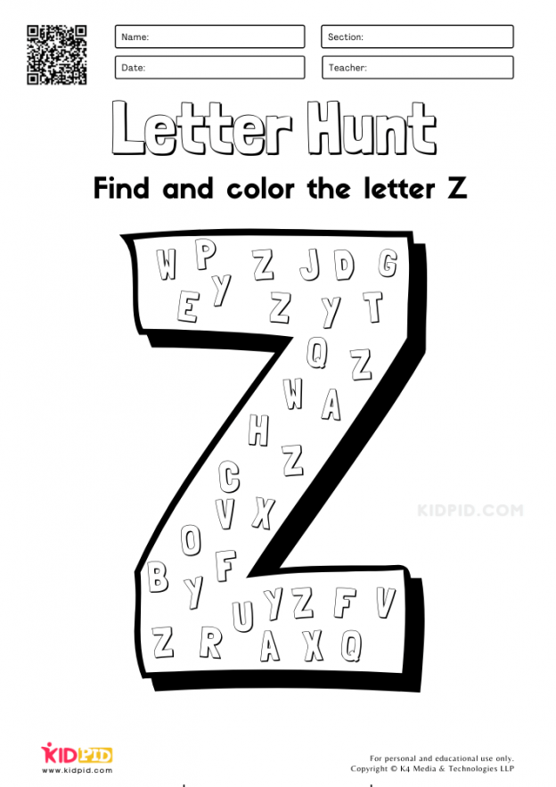 Letter Hunt Worksheet Printables for Preschool - Kidpid
