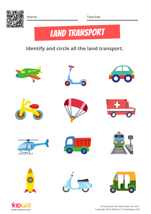 Free Transportation Worksheets for Preschoolers - Kidpid
