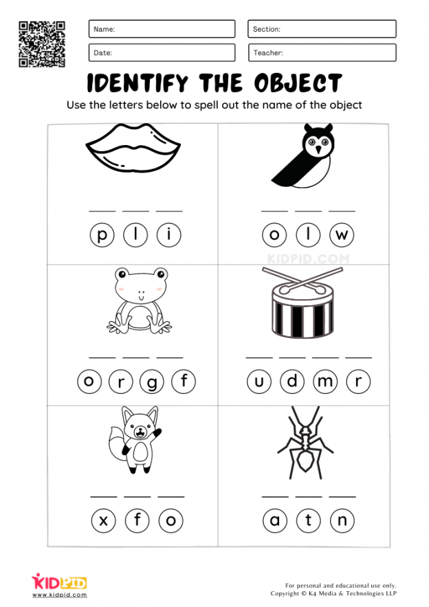 Identify the object Worksheet for Kindergarten - Kidpid