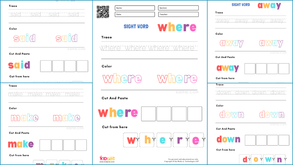 Sight Words Worksheets For Preschoolers Kidpid