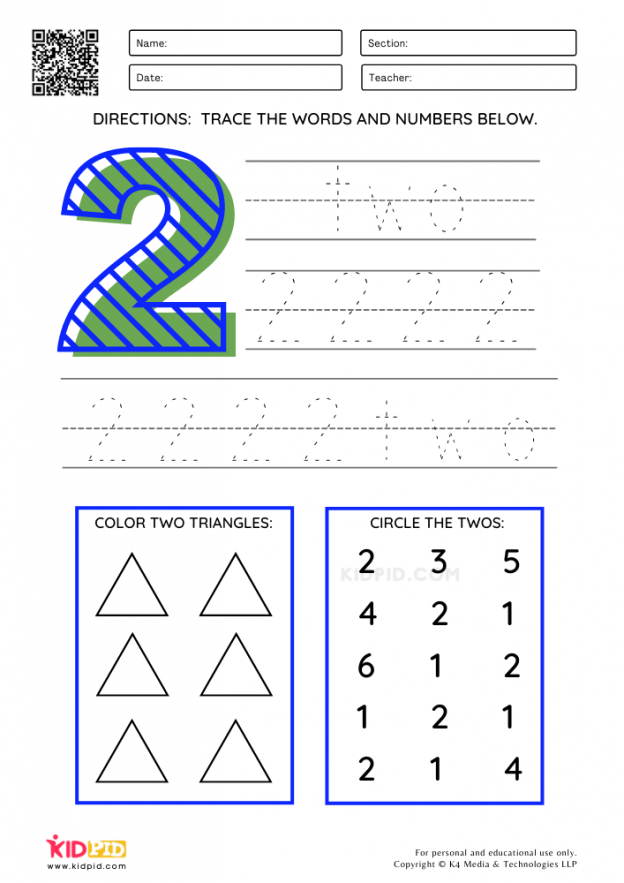 Tracing and Writing Number & Words 1-9 Worksheets - Kidpid