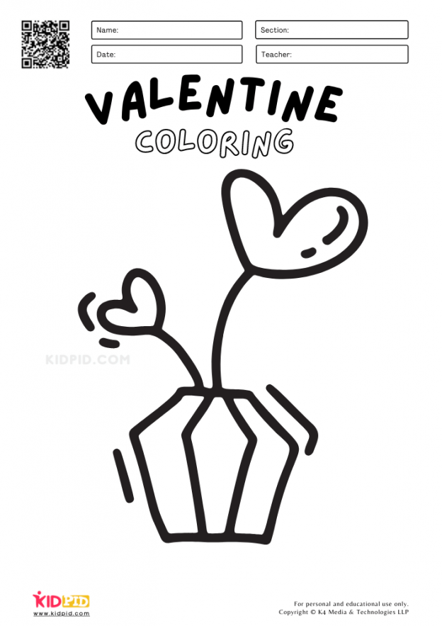 Valentine Coloring Activity for Grade 1 - Kidpid