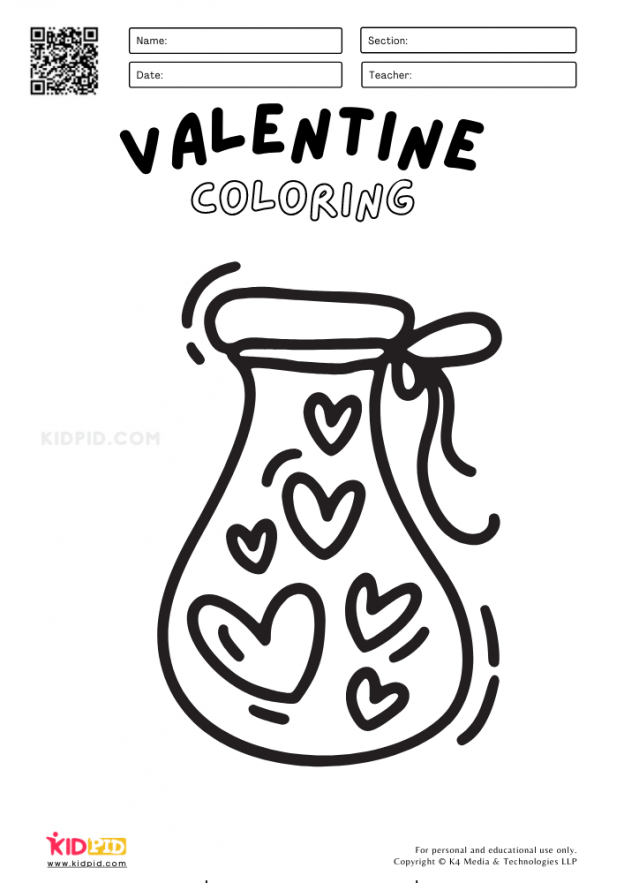 Valentine Coloring Activity for Grade 1 - Kidpid