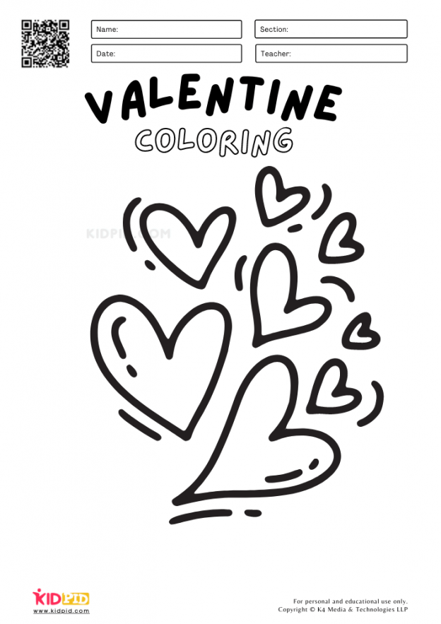 Valentine Coloring Activity for Grade 1 - Kidpid
