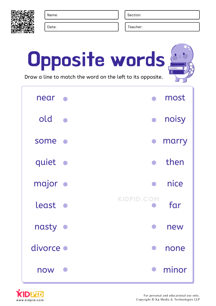Opposite Word Matching Worksheets For Grade 1 Kidpid Opposite Word Matching Worksheets For Grade 1 Kidpid