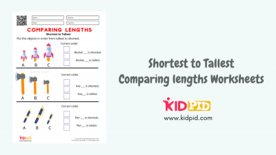 Shortest to Tallest Comparing lengths Worksheets for Grade I - Kidpid