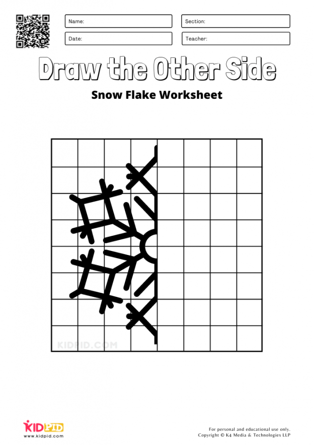 Snow Flake Drawing Worksheets for Kids - Kidpid