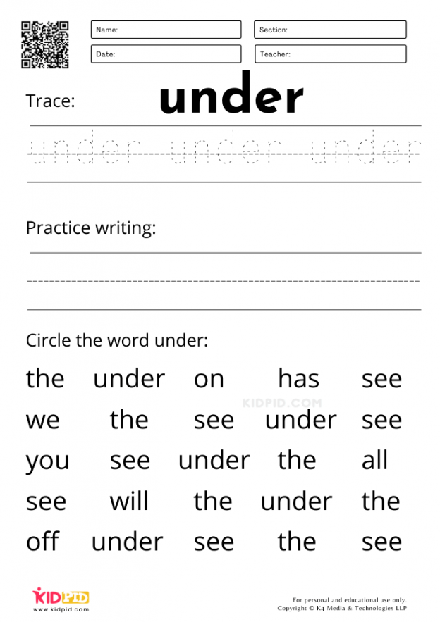 Trace & Write Sight Words Worksheets for Kids - Kidpid