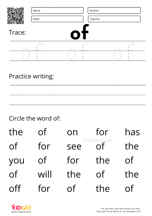 Trace & Write Sight Words Worksheets for Kids - Kidpid