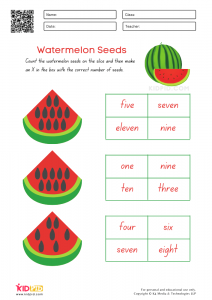 Counting Watermelon Seeds Worksheets for Kids - Kidpid