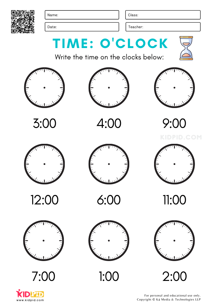 Analogue Time O Clock Worksheets For Kids Kidpid Analogue Time O Clock Worksheets For Kids Kidpid
