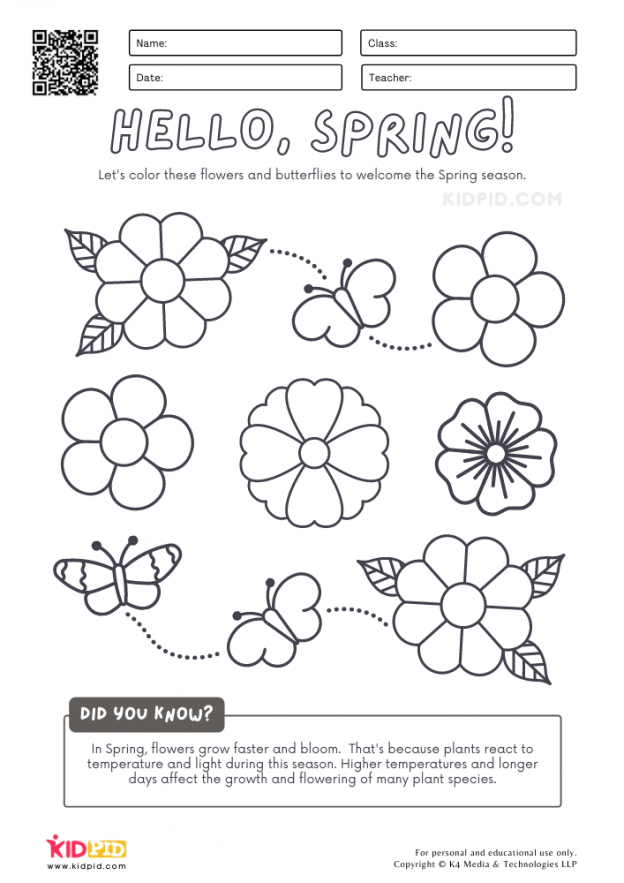 Spring Coloring Worksheets for Kids - Kidpid