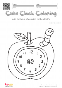 Cute Clock Coloring Activity Worksheets for Kids - Kidpid