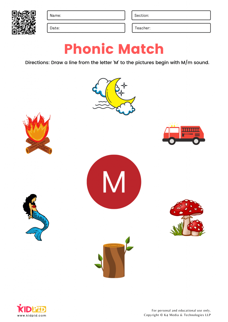 Phonic Match Worksheets for Kids - Kidpid
