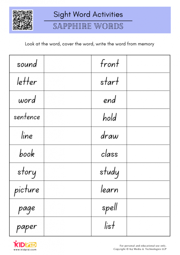 Complete Sight Words - Free Printables for Grade 1 - Kidpid