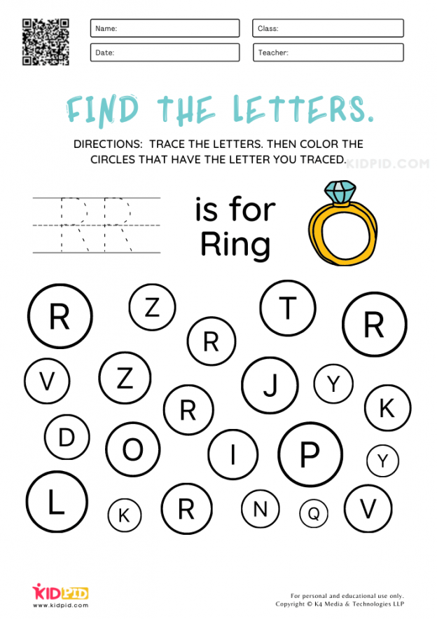 Find the letters Worksheets for Preschool - Kidpid