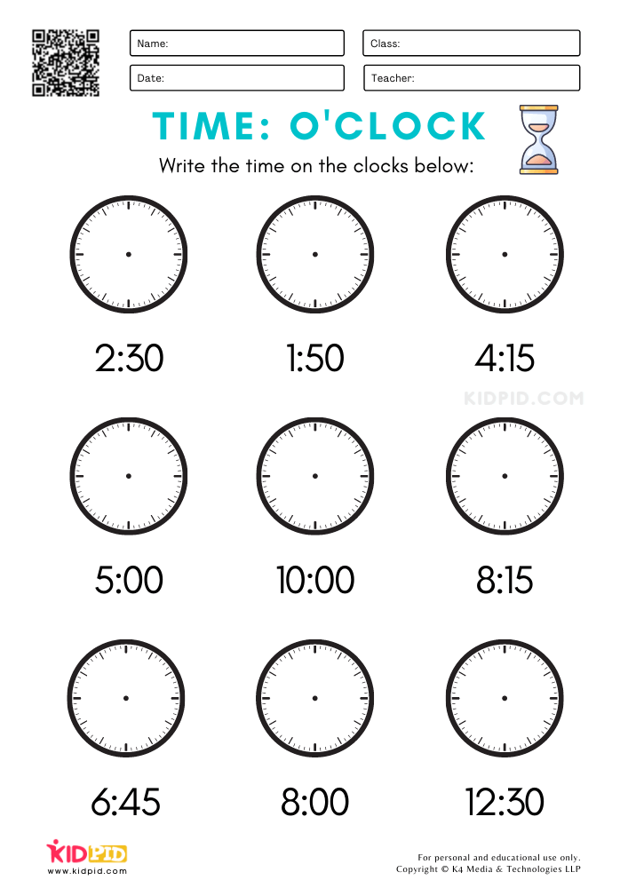 Analogue Time O Clock Worksheets For Kids Kidpid Analogue Time O Clock Worksheets For Kids Kidpid