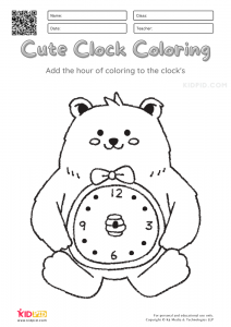 Cute Clock Coloring Activity Worksheets for Kids - Kidpid