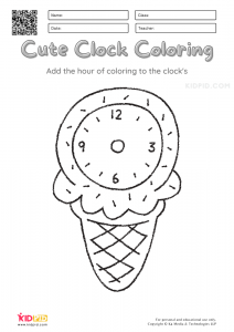 Cute Clock Coloring Activity Worksheets for Kids - Kidpid