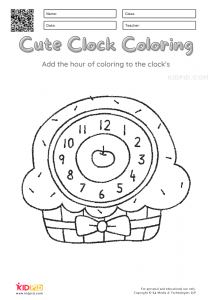 Cute Clock Coloring Activity Worksheets for Kids - Kidpid