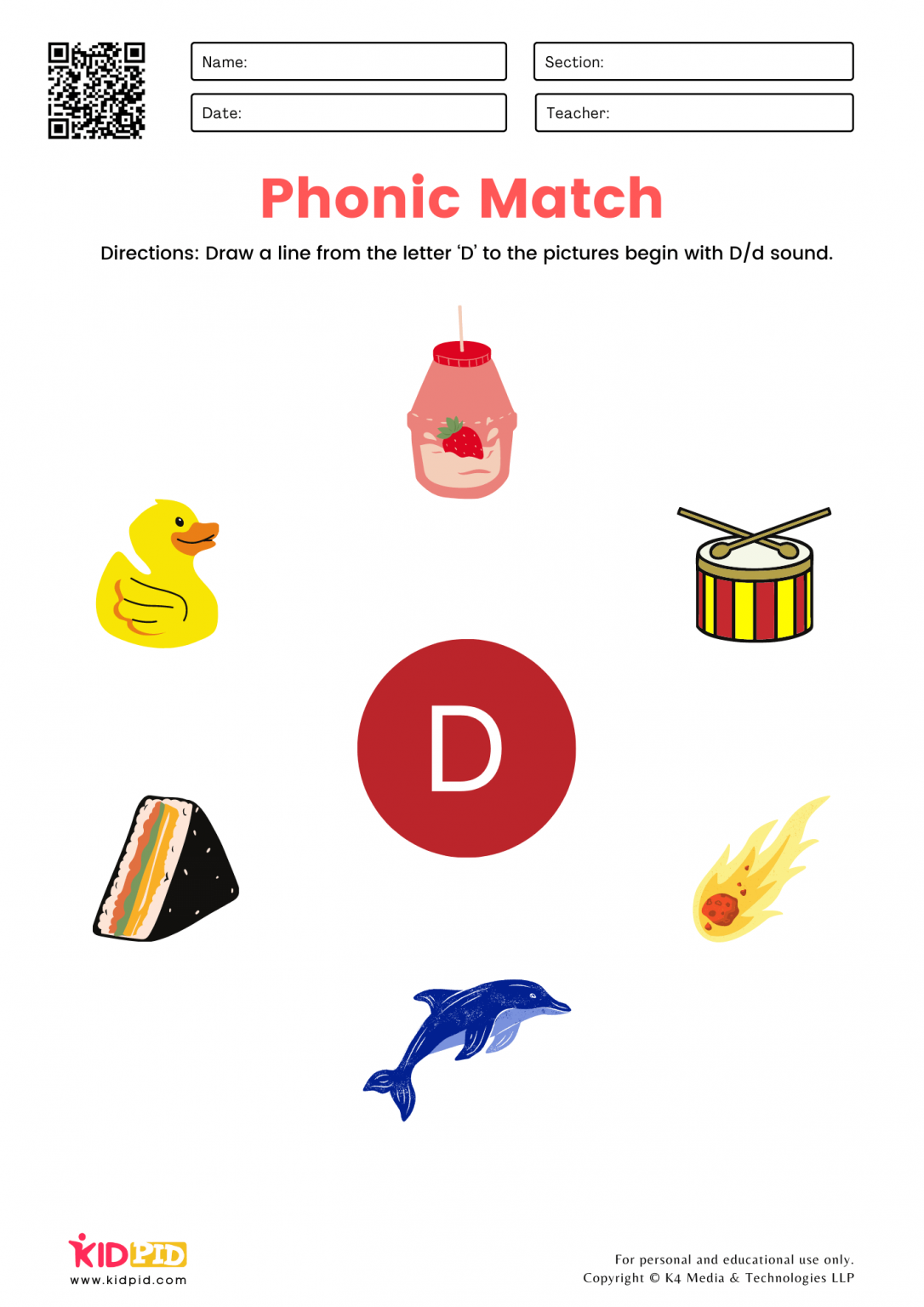 Phonic Match Worksheets for Kids - Kidpid