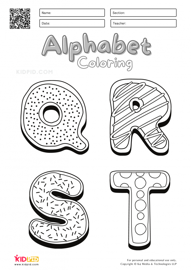 Sugar Cookie Alphabet Coloring Worksheets for Kids - Kidpid
