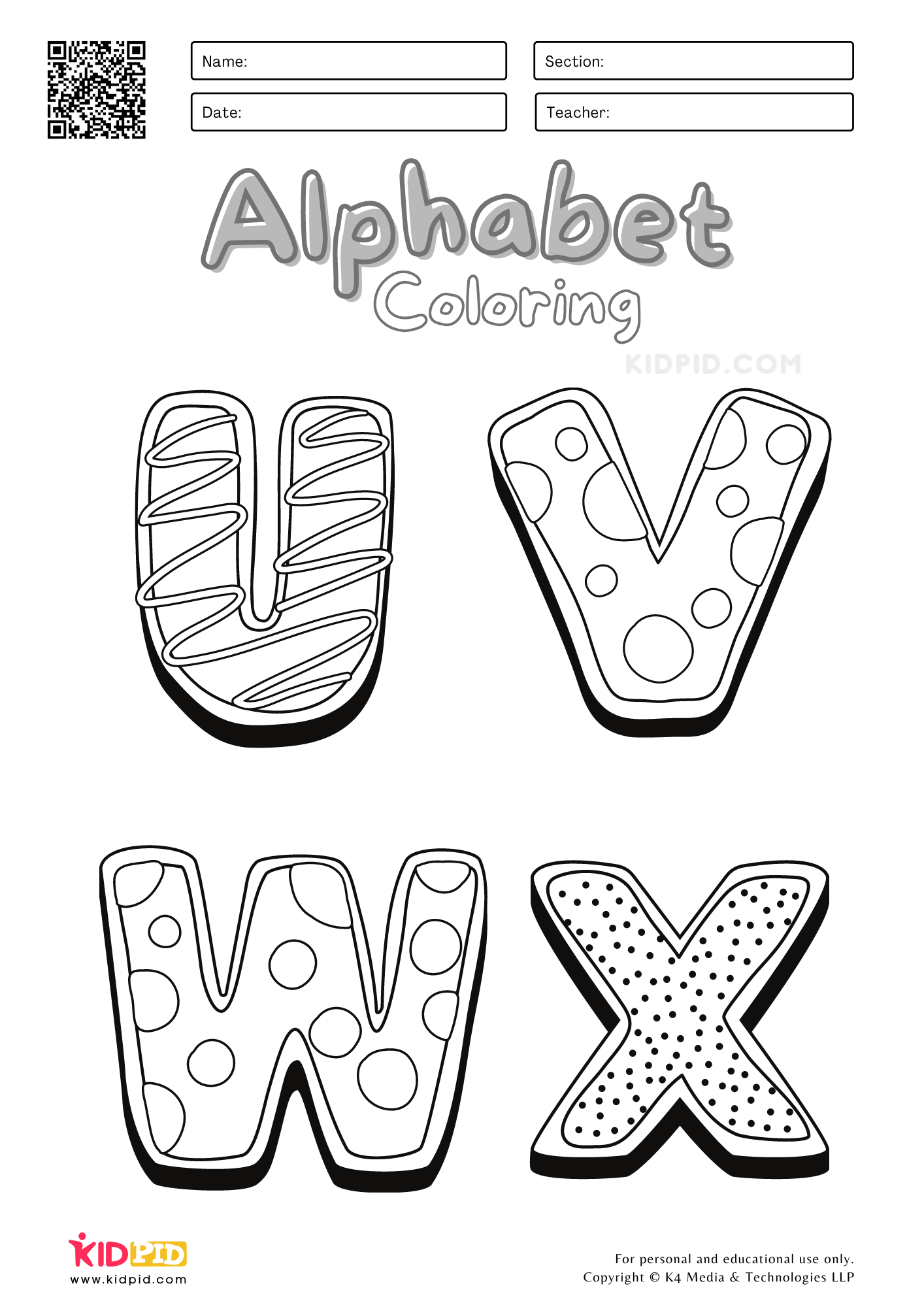 Sugar Cookie Alphabet Coloring Worksheets for Kids - Kidpid