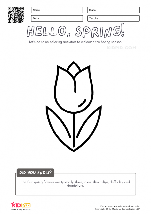 Spring Coloring Worksheets for Kids - Kidpid