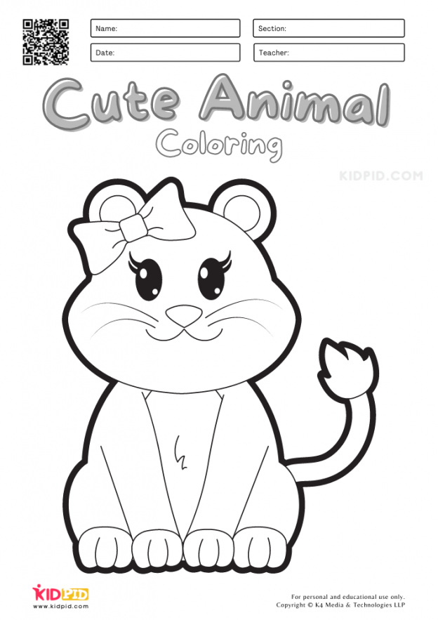Cute Animal Coloring Pages for Kids - Kidpid