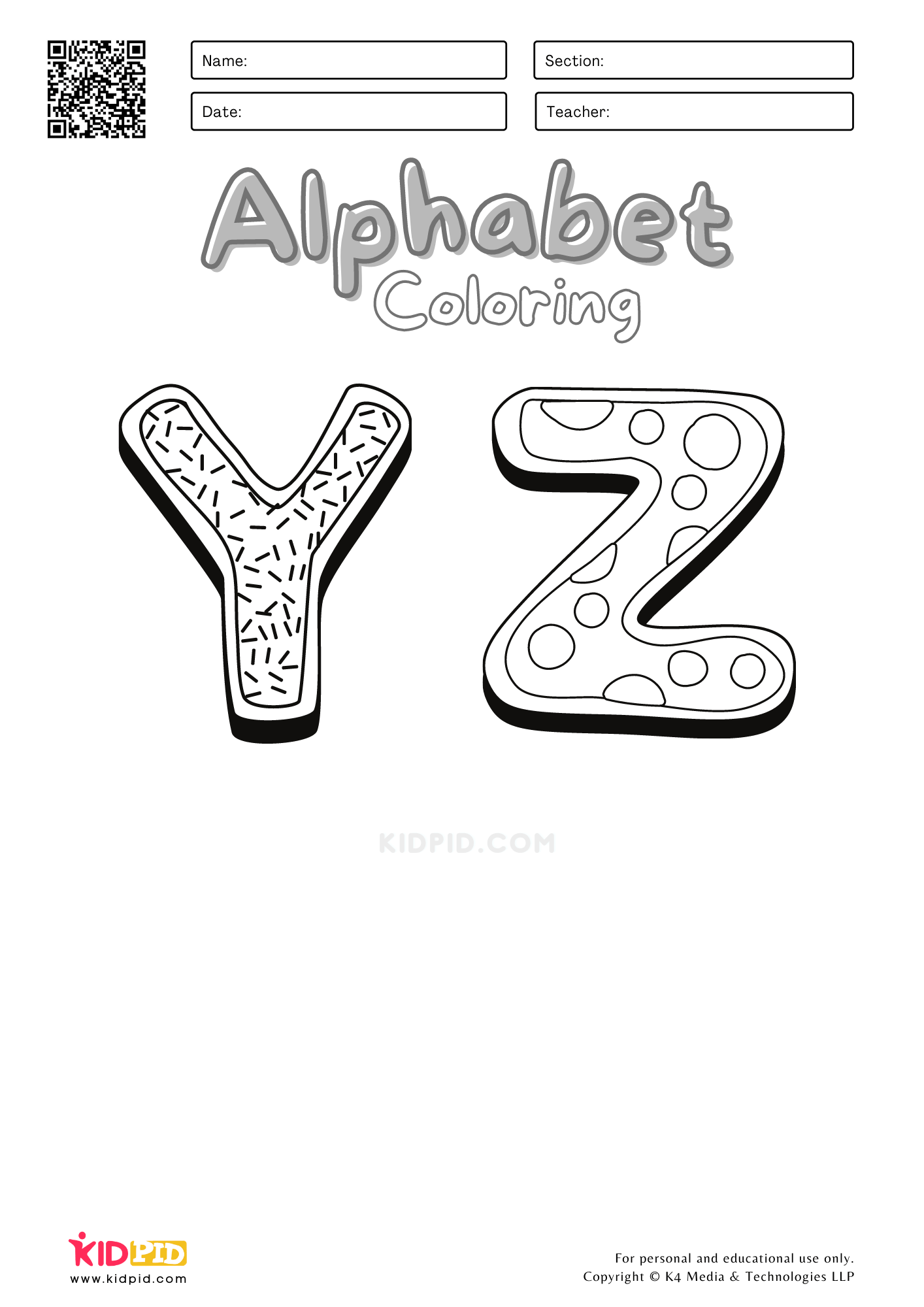 Sugar Cookie Alphabet Coloring Worksheets for Kids - Kidpid