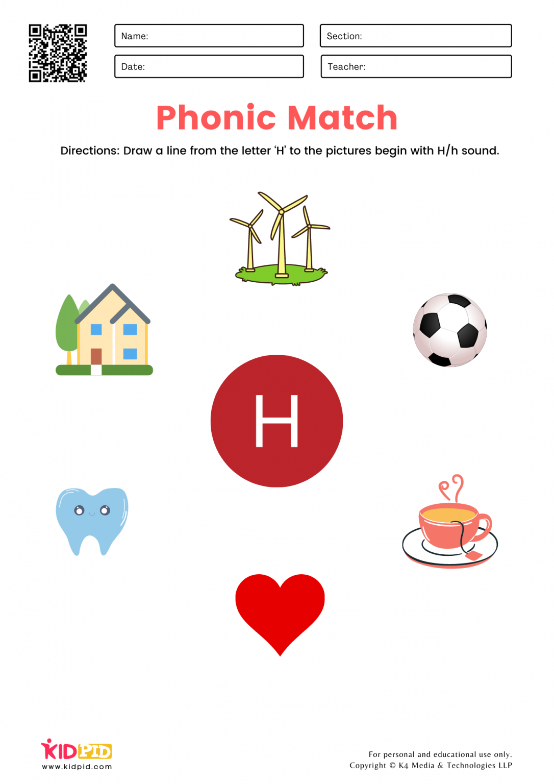 Phonic Match Worksheets for Kids - Kidpid