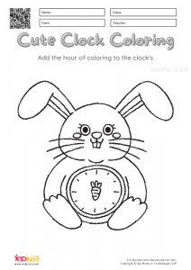 Cute Clock Coloring Activity Worksheets for Kids - Kidpid
