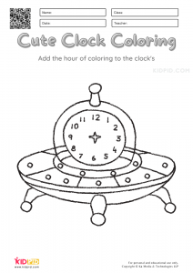 Cute Clock Coloring Activity Worksheets for Kids - Kidpid
