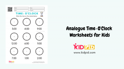 Analogue Time-O'Clock Worksheets for Kids - Kidpid