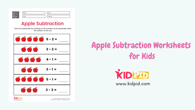 Apple Subtraction Worksheets for Kids - Kidpid