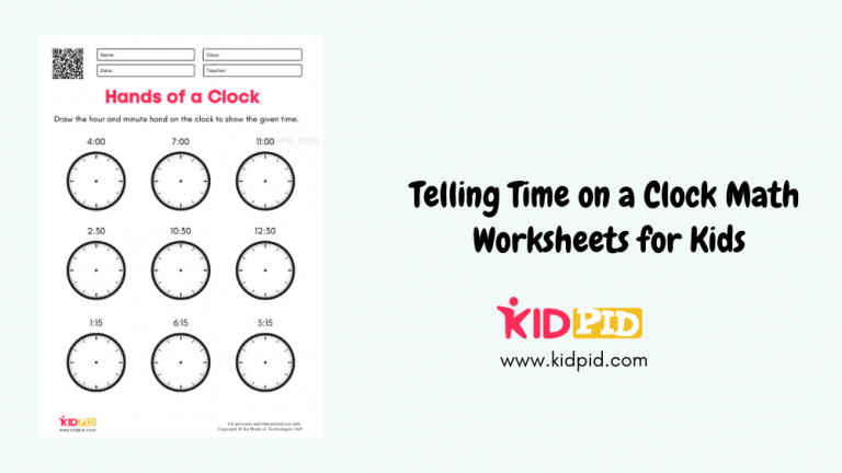 Telling Time on a Clock Math Worksheets for Kids - Kidpid