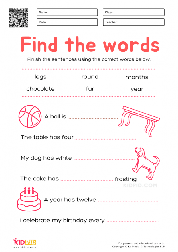 Sight Words Comprehension Worksheets for Kids - Kidpid