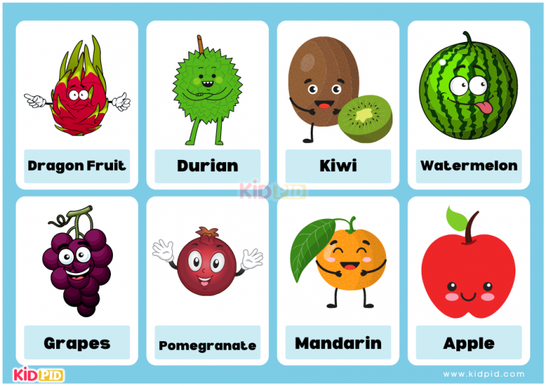 Watercolor Fruit Flashcards - Kidpid