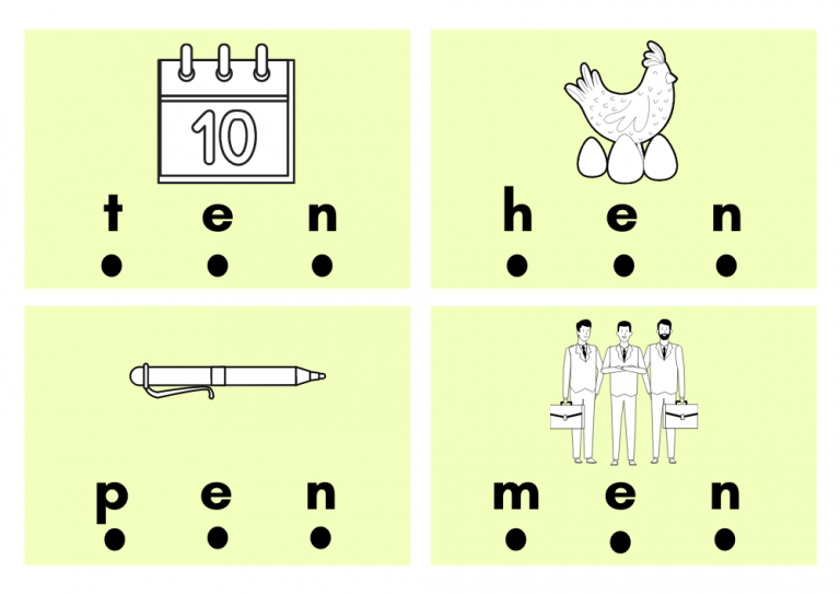 “en” Word Family Flashcards - Kidpid