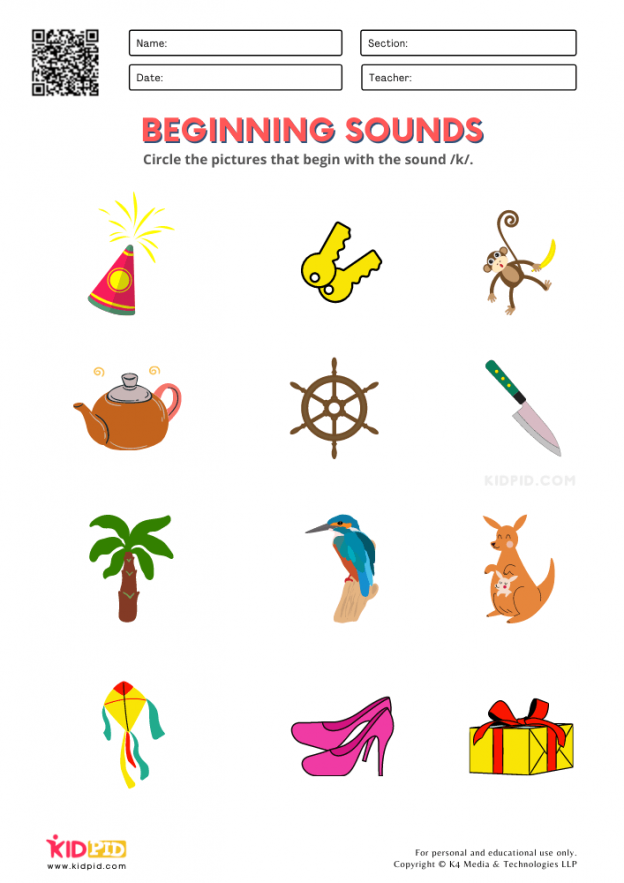 Circle the Picture Beginning Sounds Worksheets for Kids - Kidpid