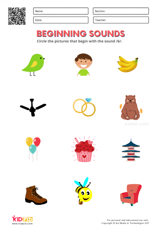 Circle the Picture Beginning Sounds Worksheets for Kids - Kidpid