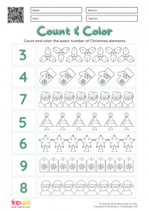 Count & Color Christmas Worksheets for Kids - Kidpid