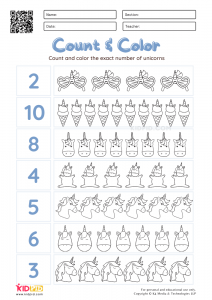 Count & Color Unicorn Worksheets for Kids - Kidpid